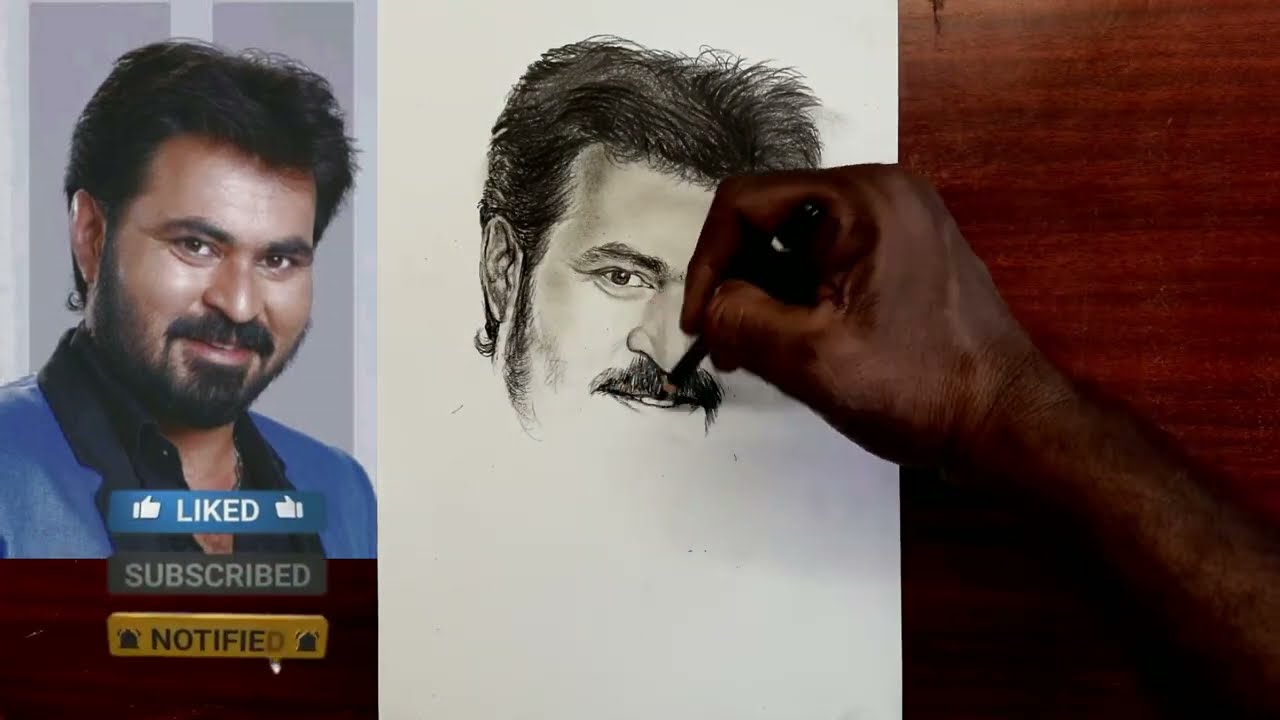 BIGG BOSS 7 Dinesh Portrait Pencil Drawing | PVMARTLAND - YouTube