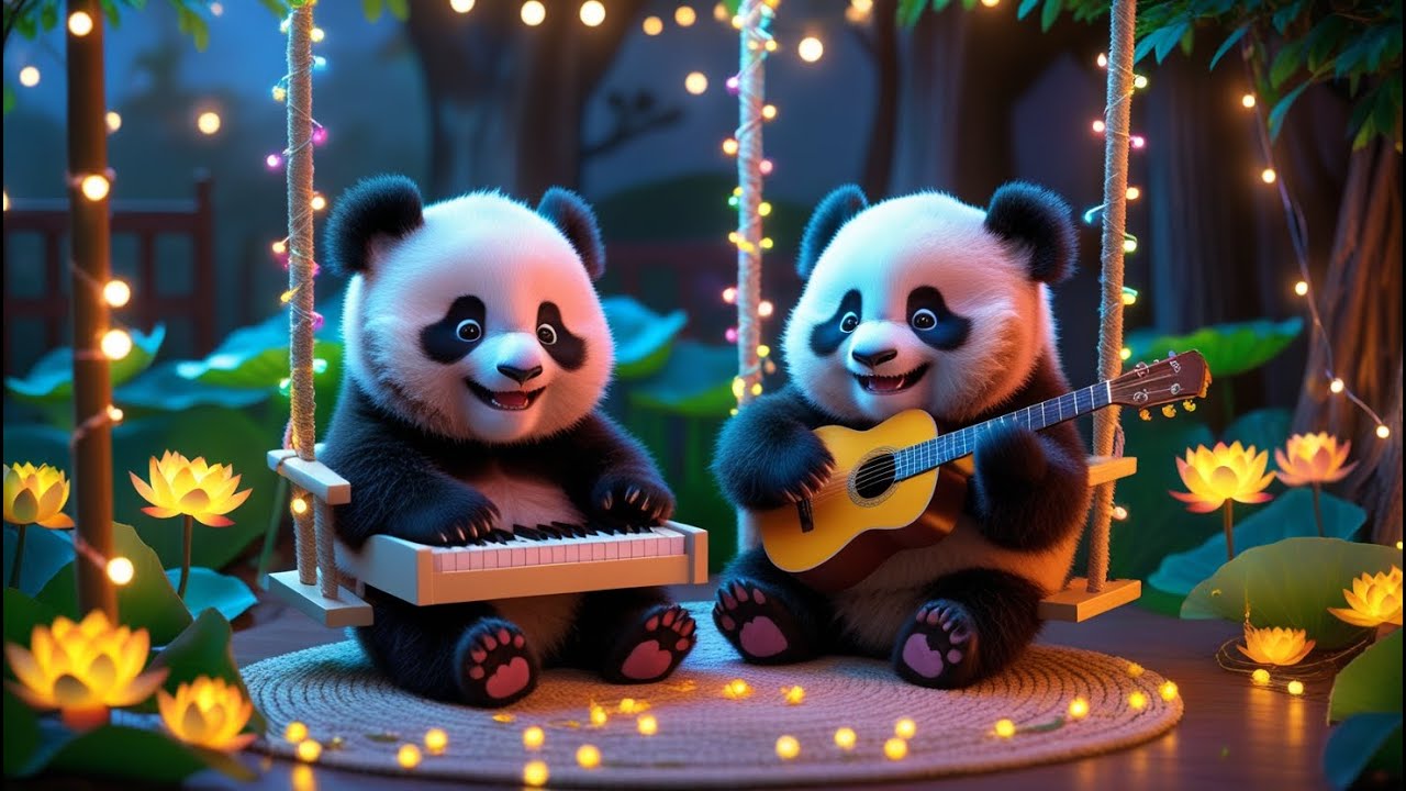 Dalis # Relaxing Panda Band Under the Stars 🎶 Sweet Baby Pandas Play ...