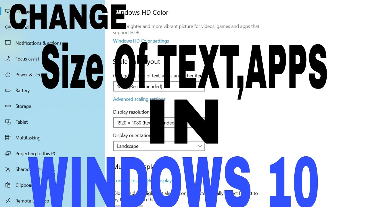How To Change Size Of Text , Apps In Windows 10 - YouTube