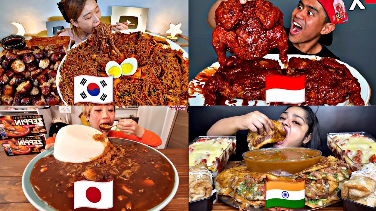 Famous Mukbangers From Different Countries!😱🤯😵🇰🇷🇯🇵🇮🇩🇮🇳🇵🇭🇨🇦 - YouTube