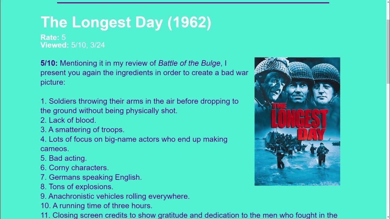 Movie Review: The Longest Day (1962) - YouTube