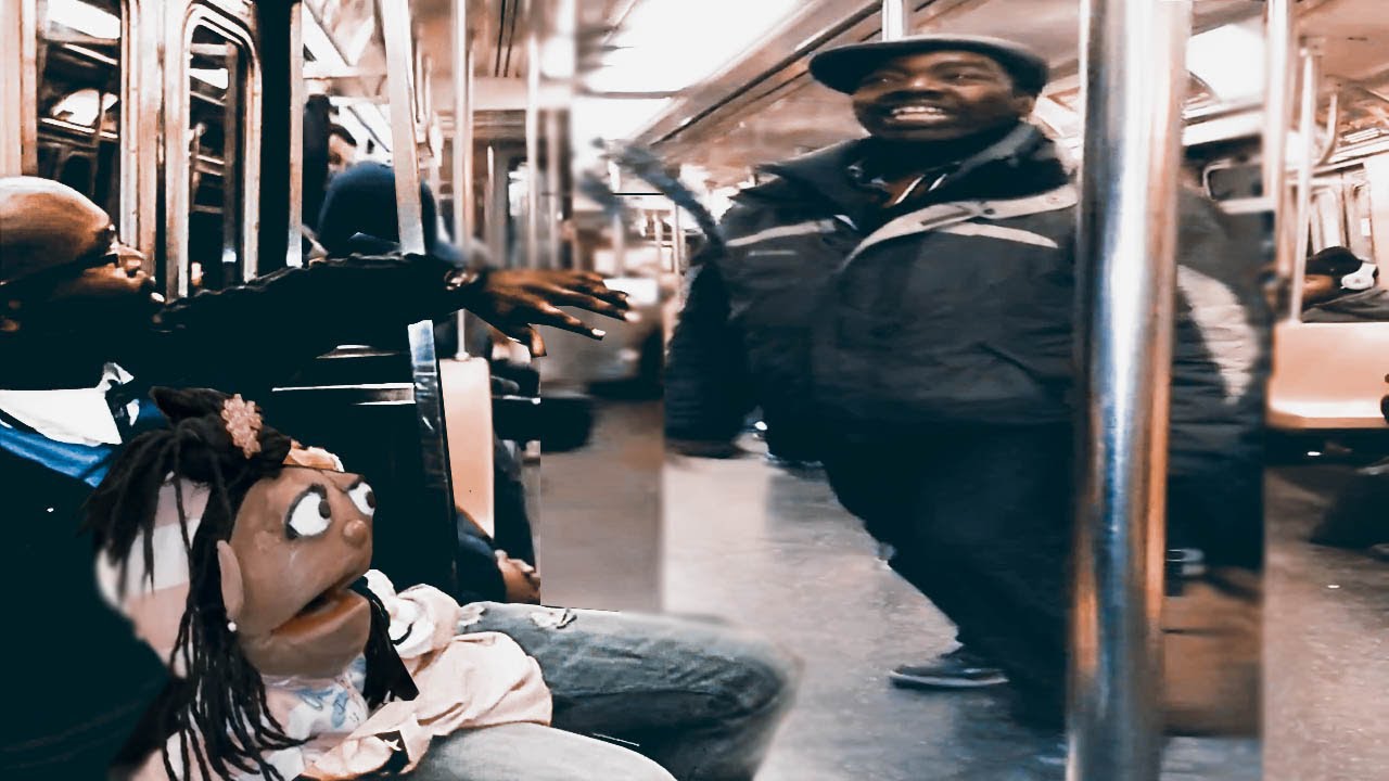 Puppet vs Man fight on New York Subway - YouTube