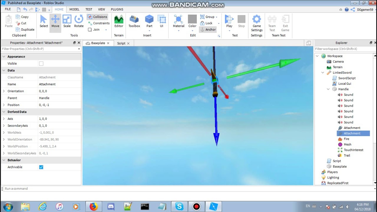 how to make a sword trail (roblox studio) - YouTube