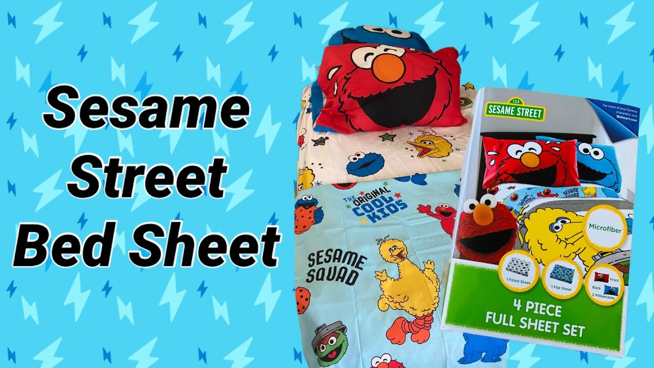 Unboxing Sesame Street Blue & White Microfiber Bed Sheet Set | Walmart ...