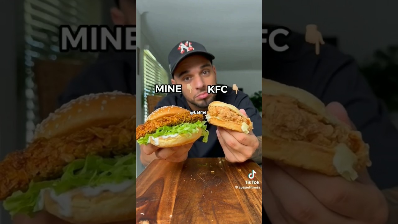 How to make High protein KFC Zinger 🍔 easy & Healthy with 42.5g protein ...