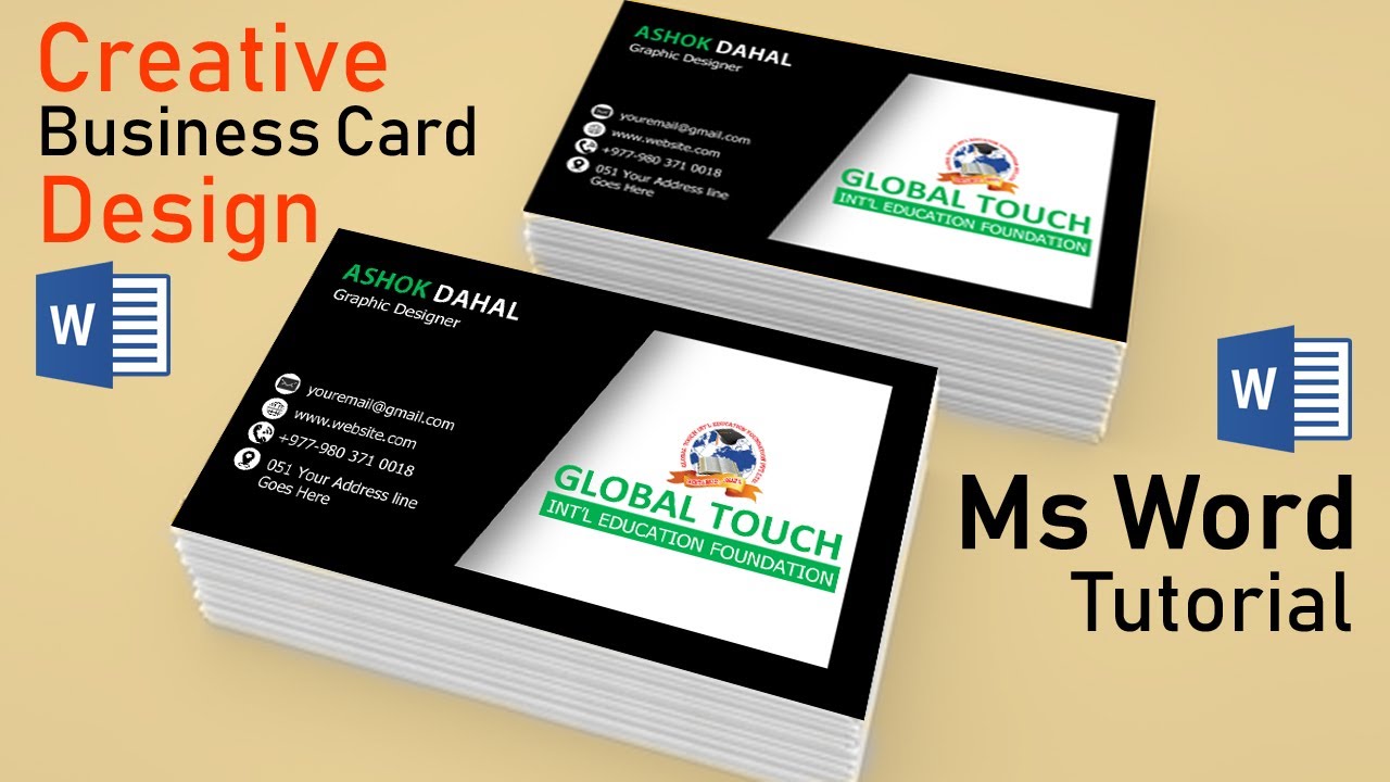 How to Design Creative Business Card Design in Ms Word Tutorial - YouTube
