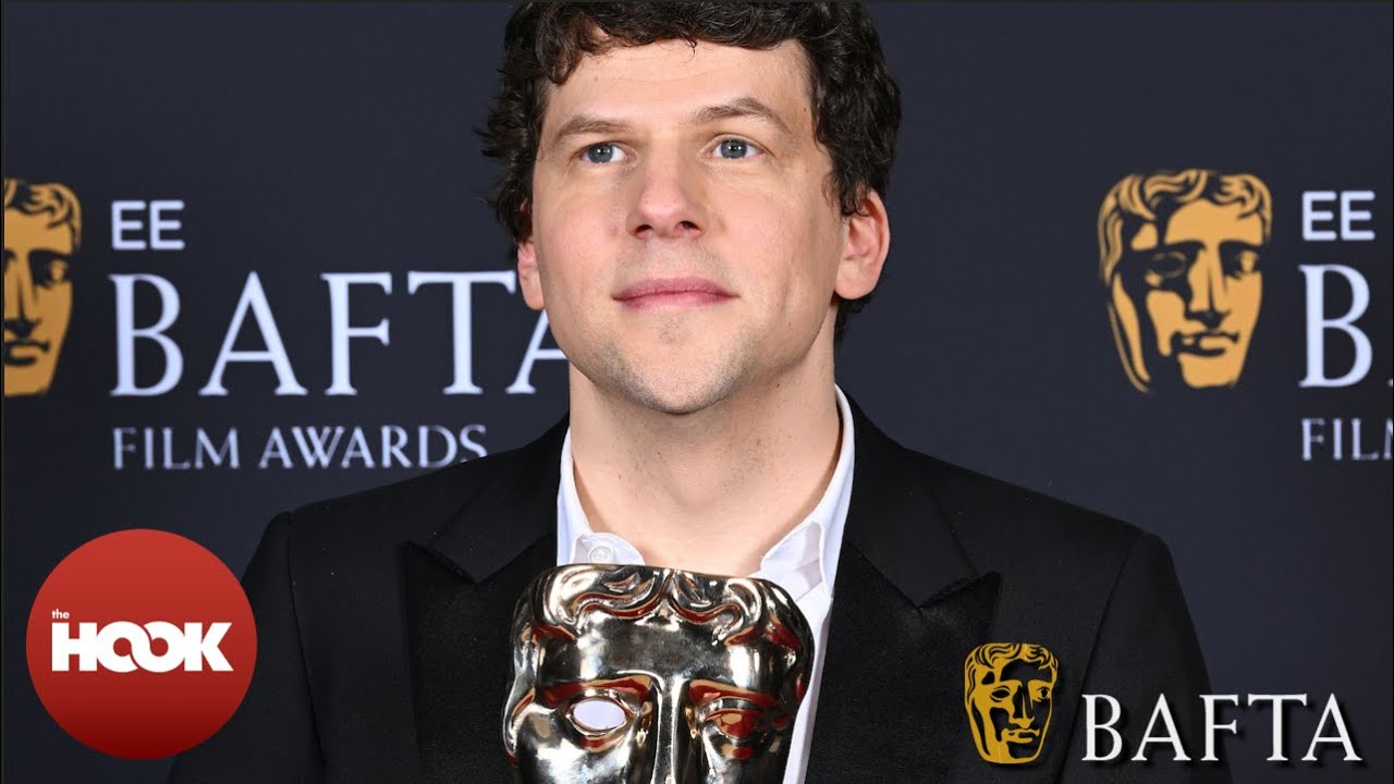 Jesse Eisenberg Reacts To His Original Screenplay BAFTA Win | @TheHookOfficial - YouTube