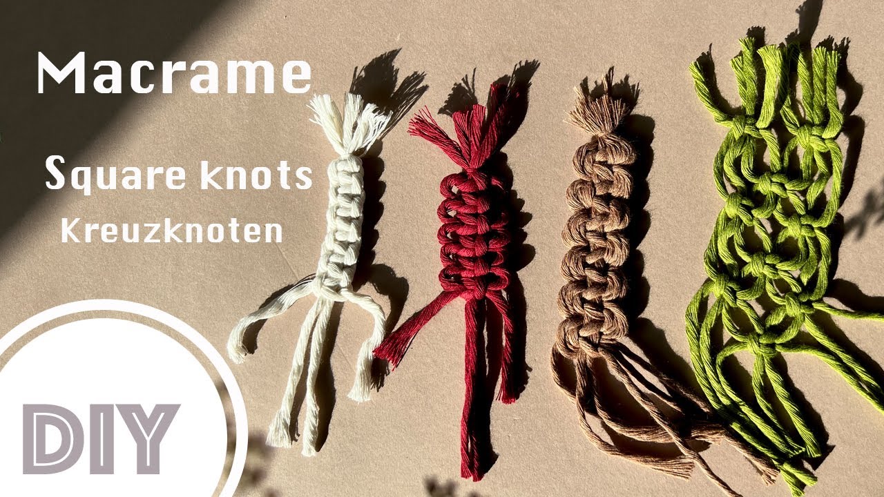 DIY Macrame Alternating Square Knots Tutorial Anleitung Makramee Grundlage Kreuzknoten BinnBonn ...