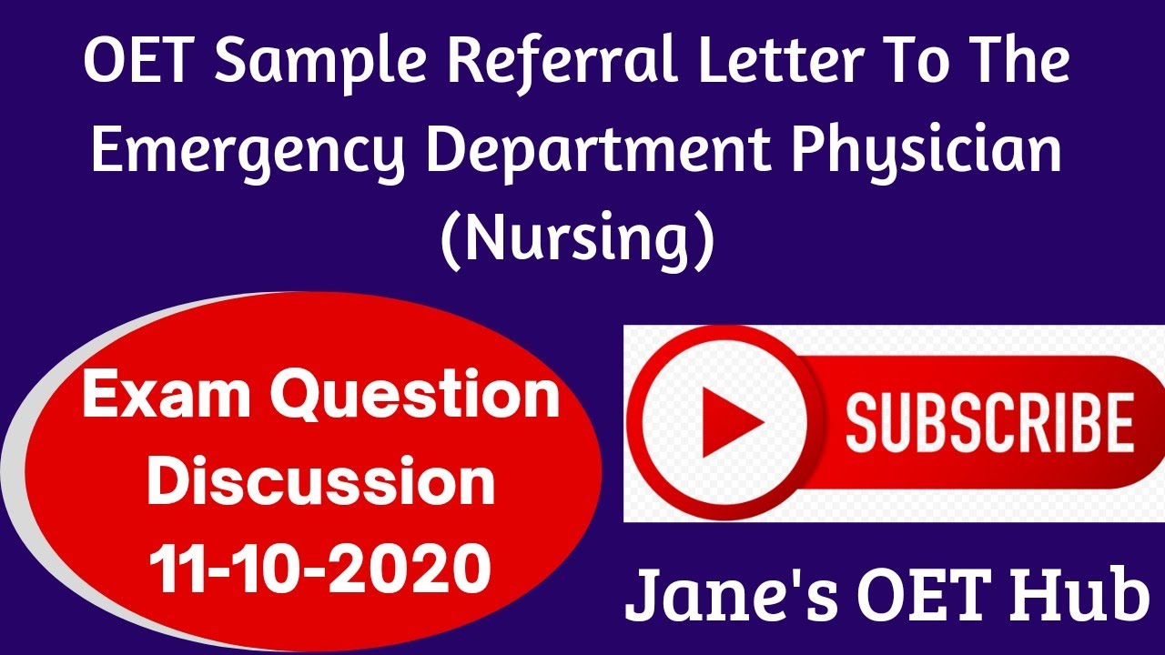 OET Sample Referral Letter To The Emergency Department Physician - YouTube