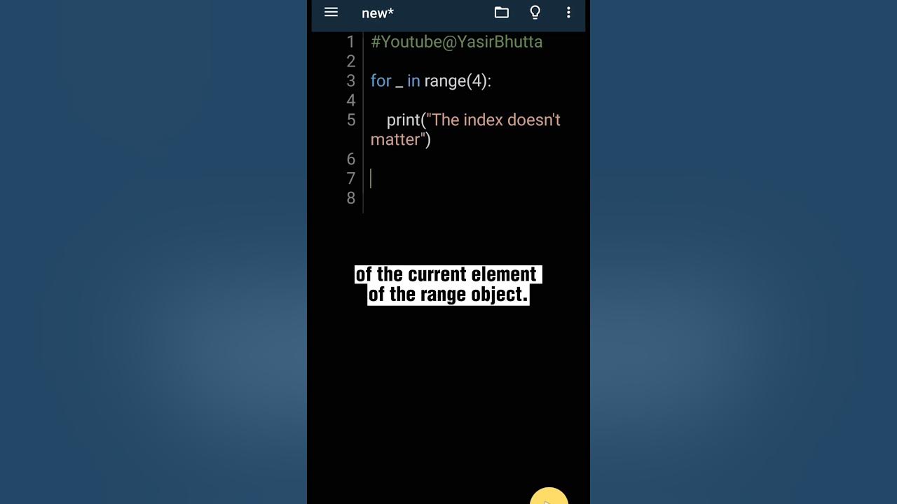 Underscore to Ignore Values in for loop | #Python Tips #yasirbhutta #pythonshorts - YouTube