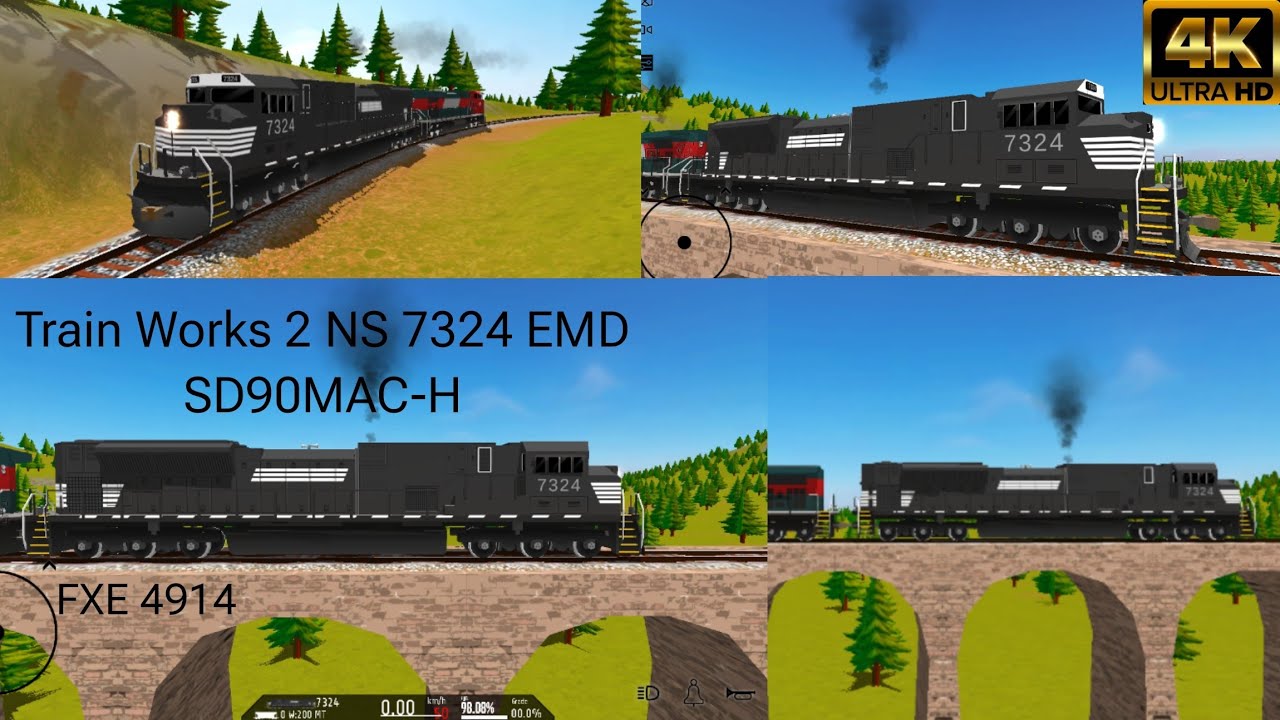 Train Works 2 Nolfork Southern NS 7324 EMD SD90MAC-H - YouTube