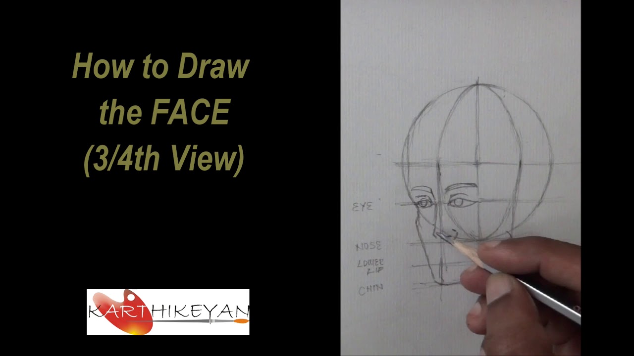 How to draw the face- 3/4th View - YouTube
