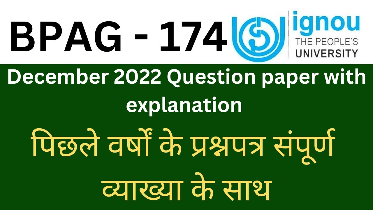 IGNOU BPAG 174 Most Important Question Answer for June 2023 exam ...
