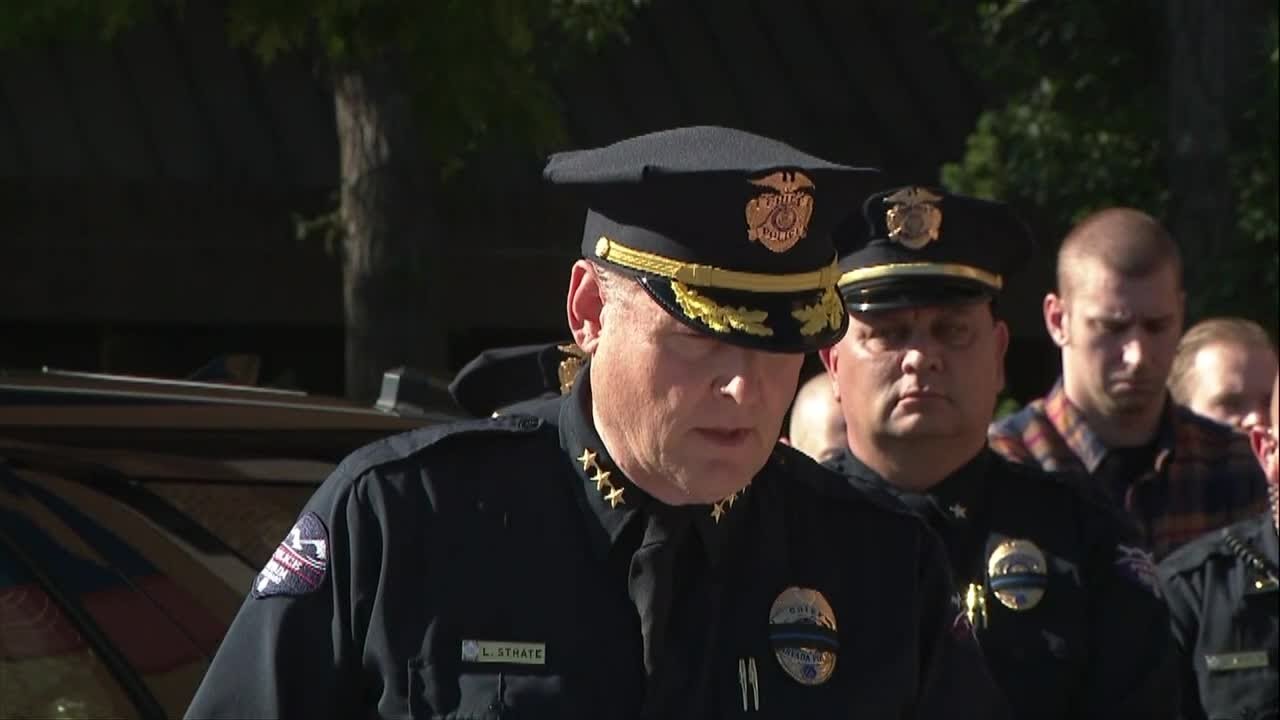 Arvada Police Chief Link Strate identifies fallen officer - YouTube