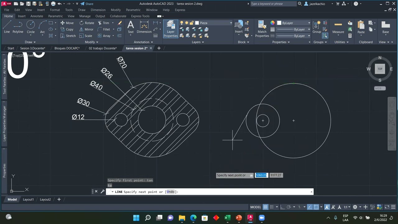 Línea tangente a dos circunferencias. en AUTOCAD 2023 - YouTube
