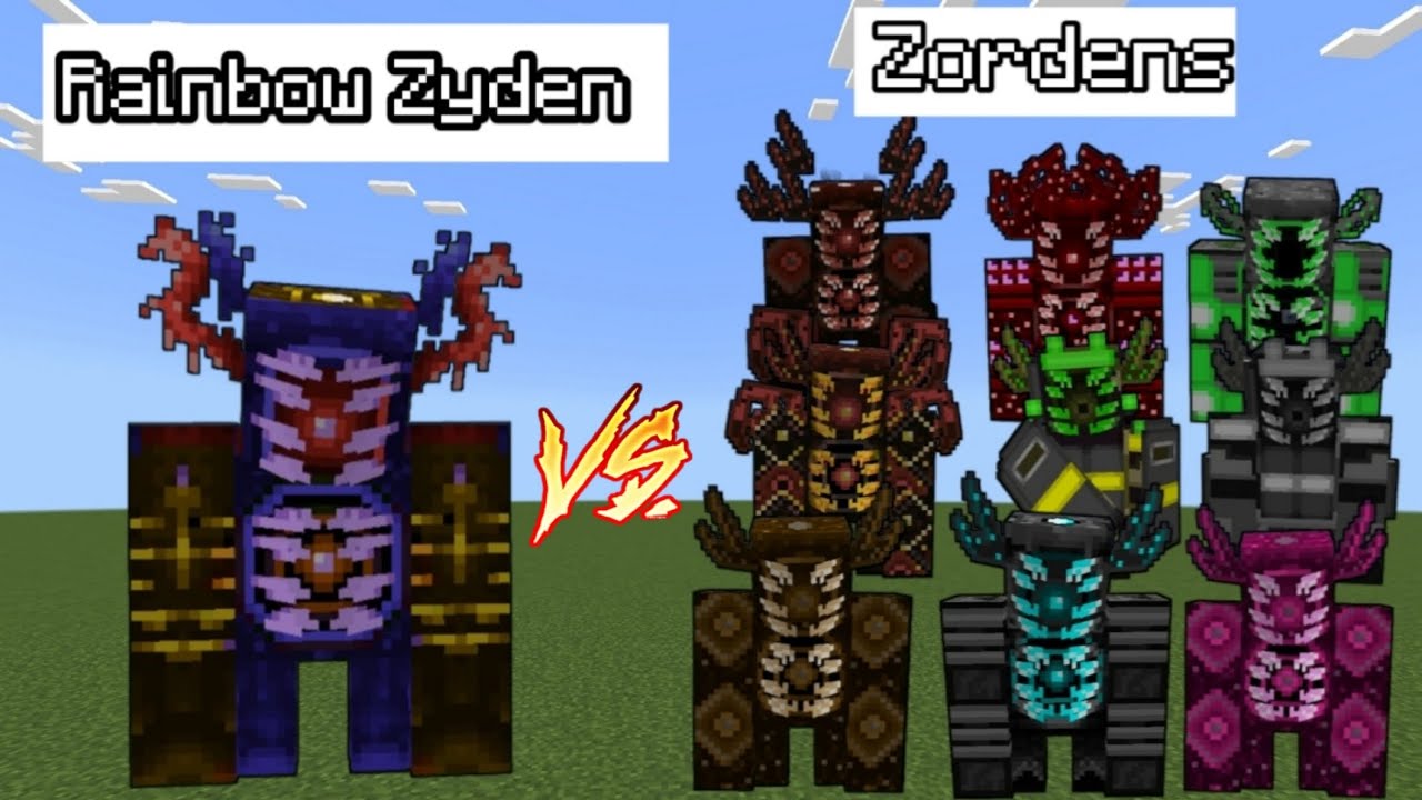 Rainbow Zyden vs Zordens In Minecraft - Minecraft mob battle - YouTube