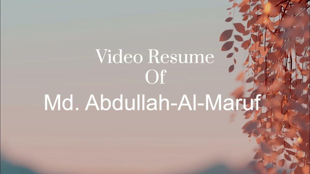 Video Resume || Md. Abdullah-Al-Maruf || CSE || Daffodil International University - YouTube