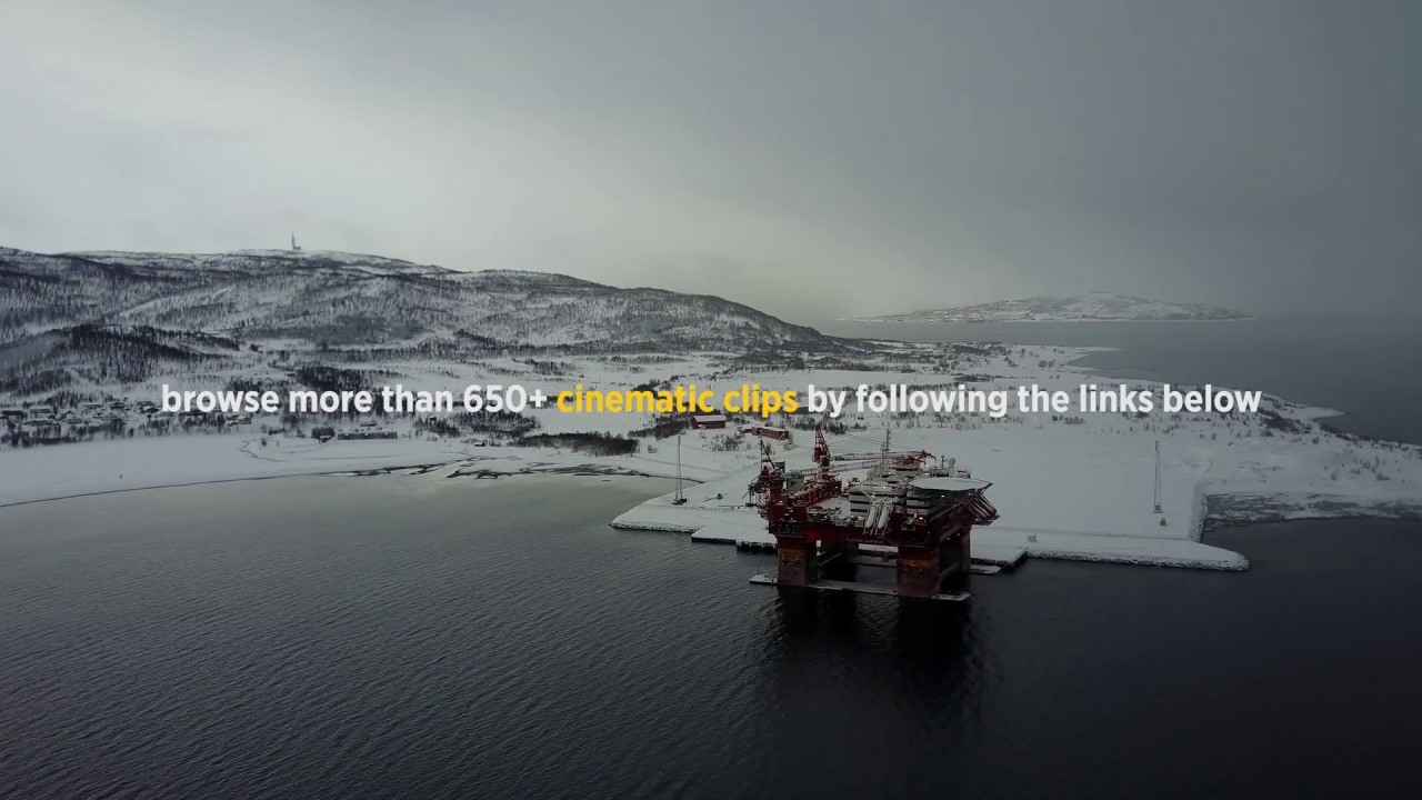 Aerial of Arctic Offshore Oil Rig at Polar Sunset in Norway // Royalty ...