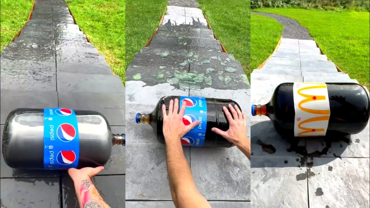 Throwing Bottle Down Stairs -214 | Breaking glass bottle | Crushing ...