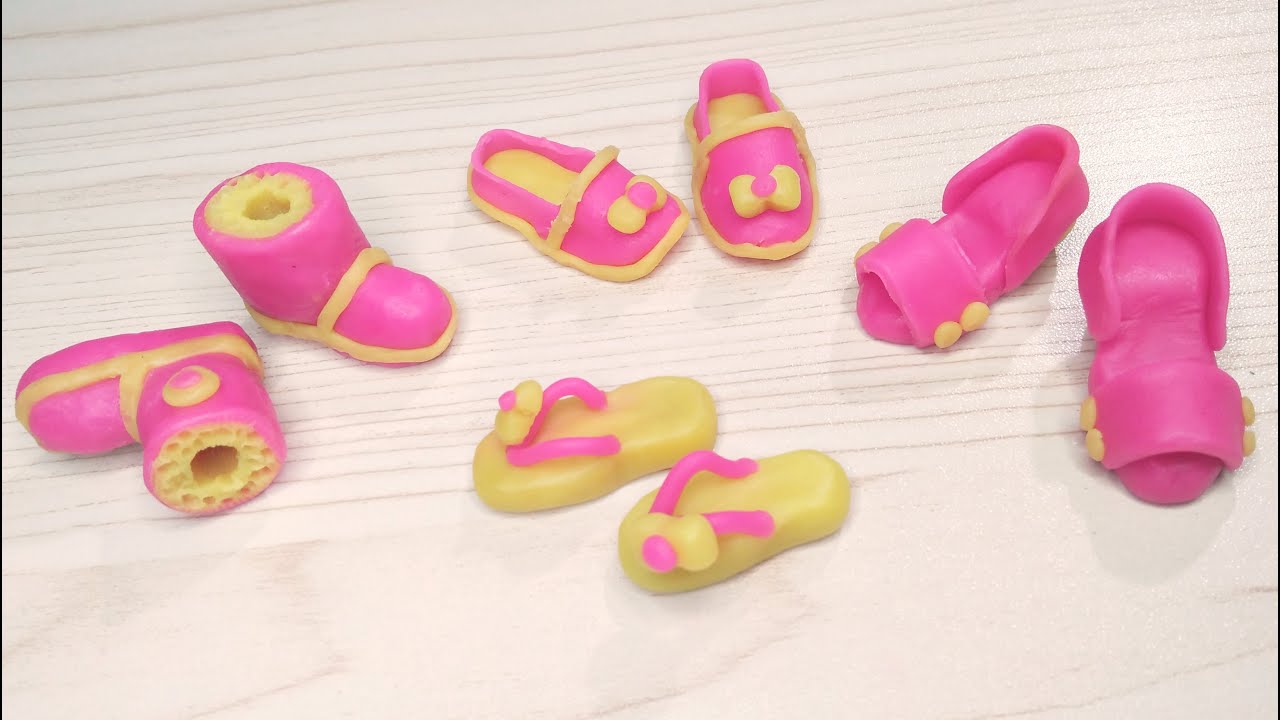 DIY How to Make Miniature Polymer Clay Glitter Shoes, Boots, High Heels ...