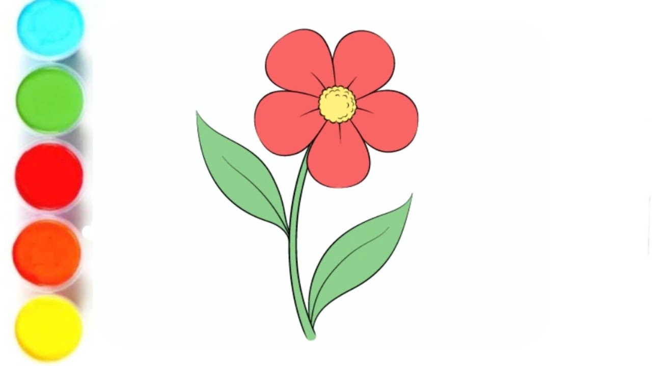 Menggambar dan mewarnai bunga | draw a cute flower, pretty simple for ...