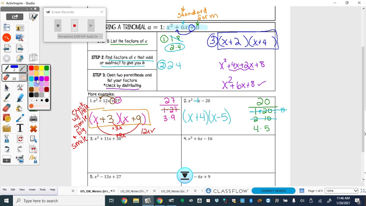 Polynomials & Factoring | Unit 7 Day 4a Lesson - YouTube