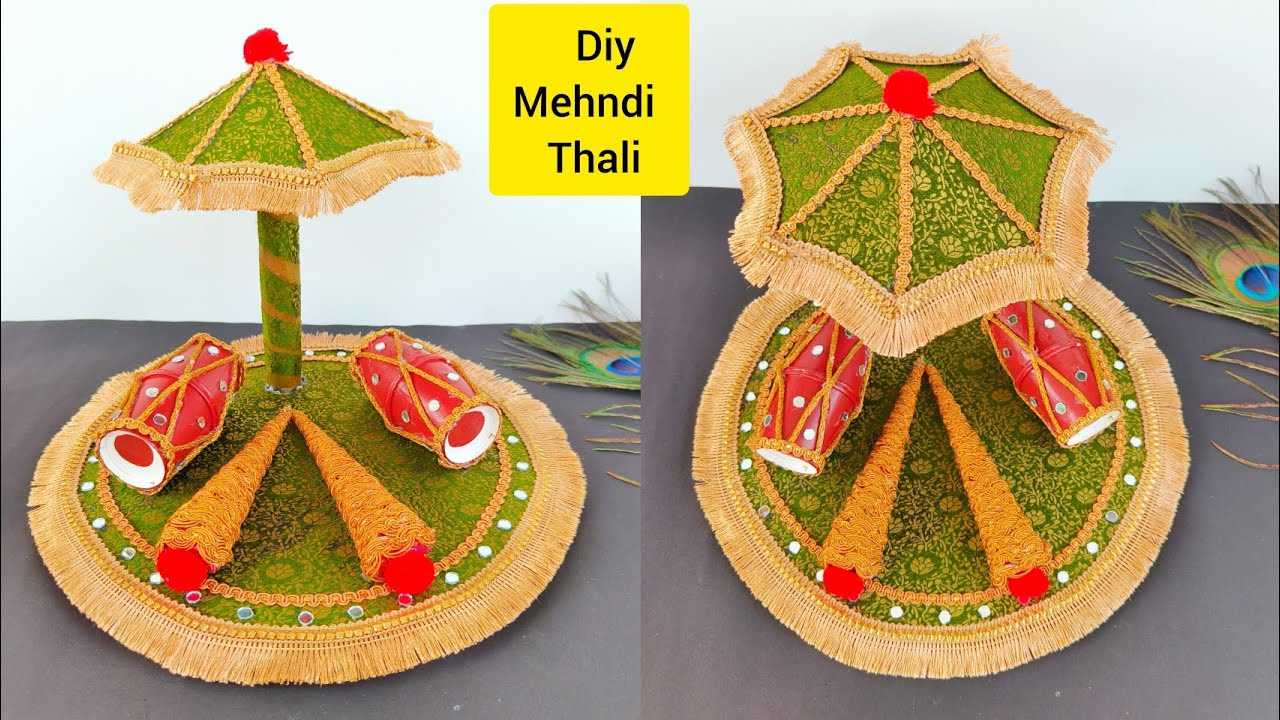 DIY Mehndi platter | mehndi thali decoration ideas || - YouTube