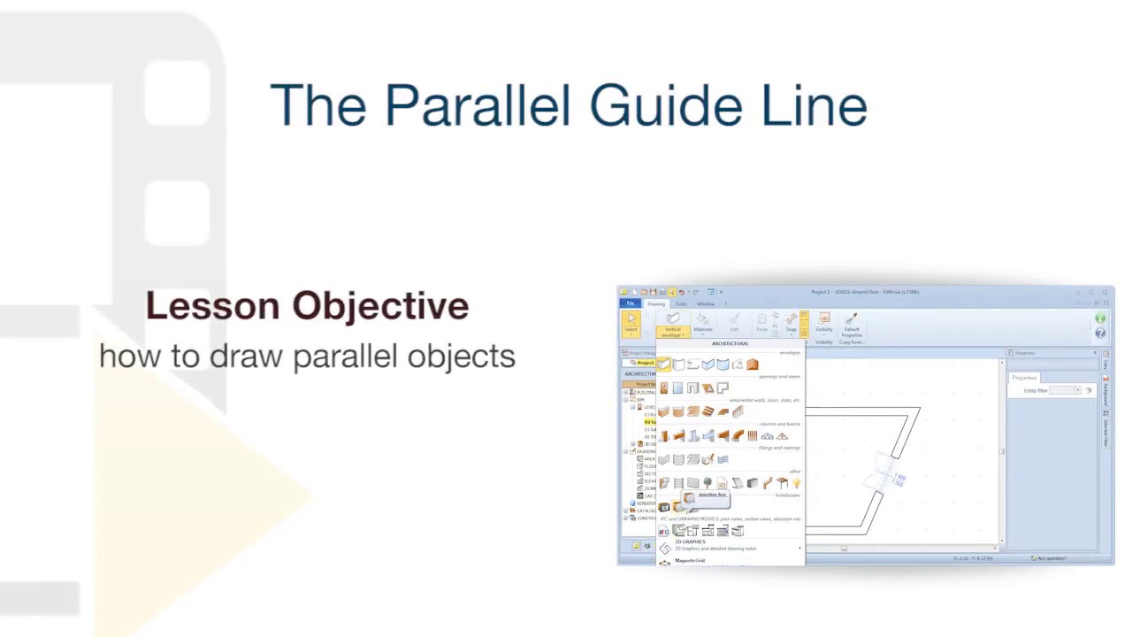 Edificius Tutorial - Using the parallel guide line - ACCA software - YouTube