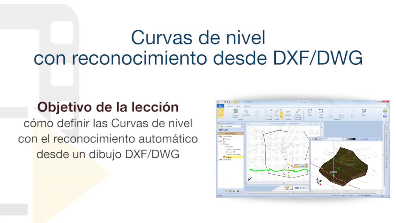 Tutorial de Edificius - Curvas de nivel con reconocimiento desde DXF/DWG - ACCA software - YouTube
