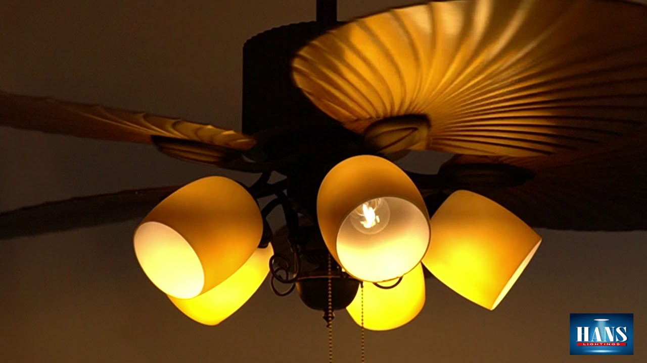 HANS LIGHTING decorative 5 Leaf-Shaped Blades 1350 mm Remote Controlled ...