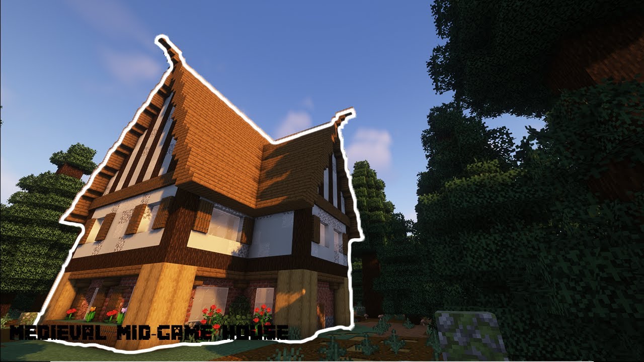Building a Stunning Spruce Mid-Game House in Minecraft Medieval Style ...