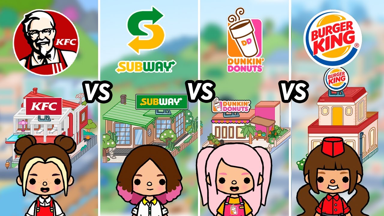 KFC🍗VS SUBWAY 🥪VS DUNKIN DONUTS 🍩VS BURGER KING 🍔 en Toca Life World ...