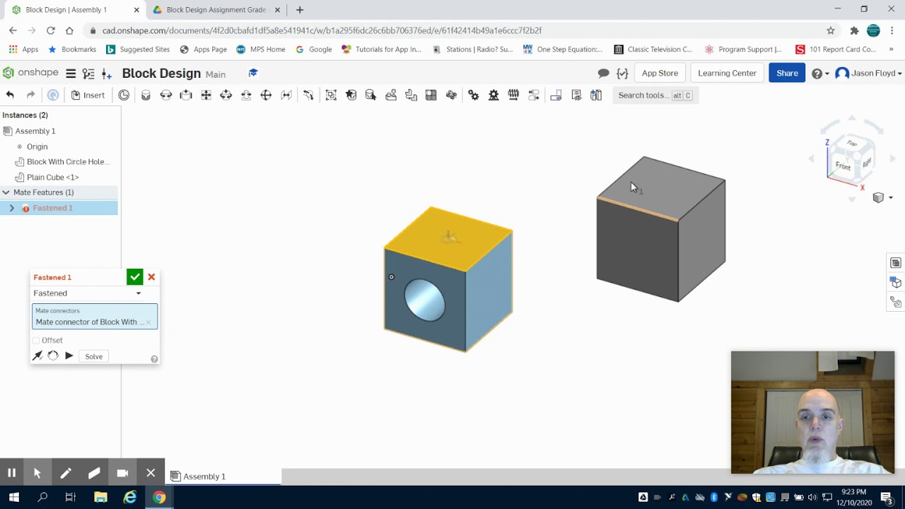 Block Design Part 4- - PLTW using OnShape (Design and Modeling) - YouTube