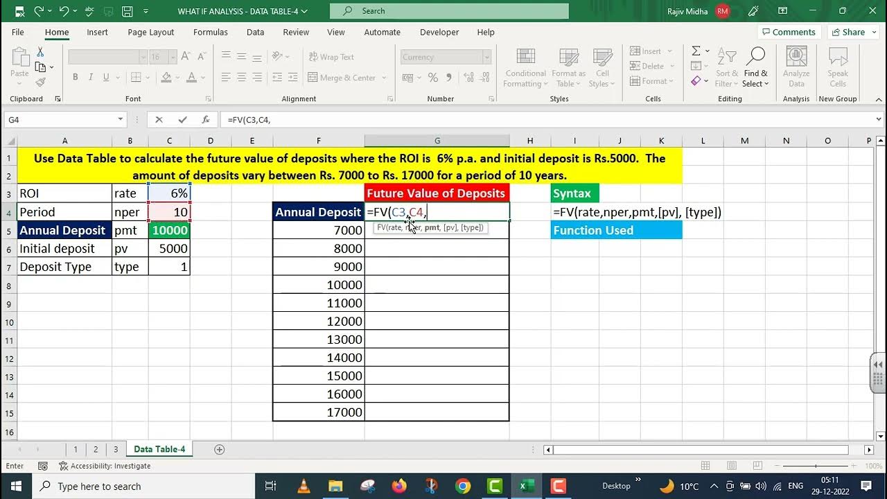 WHAT IF ANALYSIS DATA TABLE 4 - YouTube