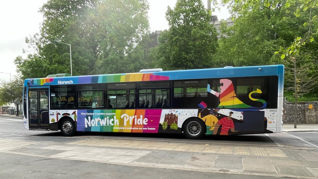 First Norwich Volvo B7RLE 69543 On Route 24A To Thorpe St Andrews - YouTube