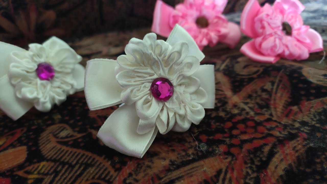 Hair accessories with ribbon... simple ribbon flowers - YouTube