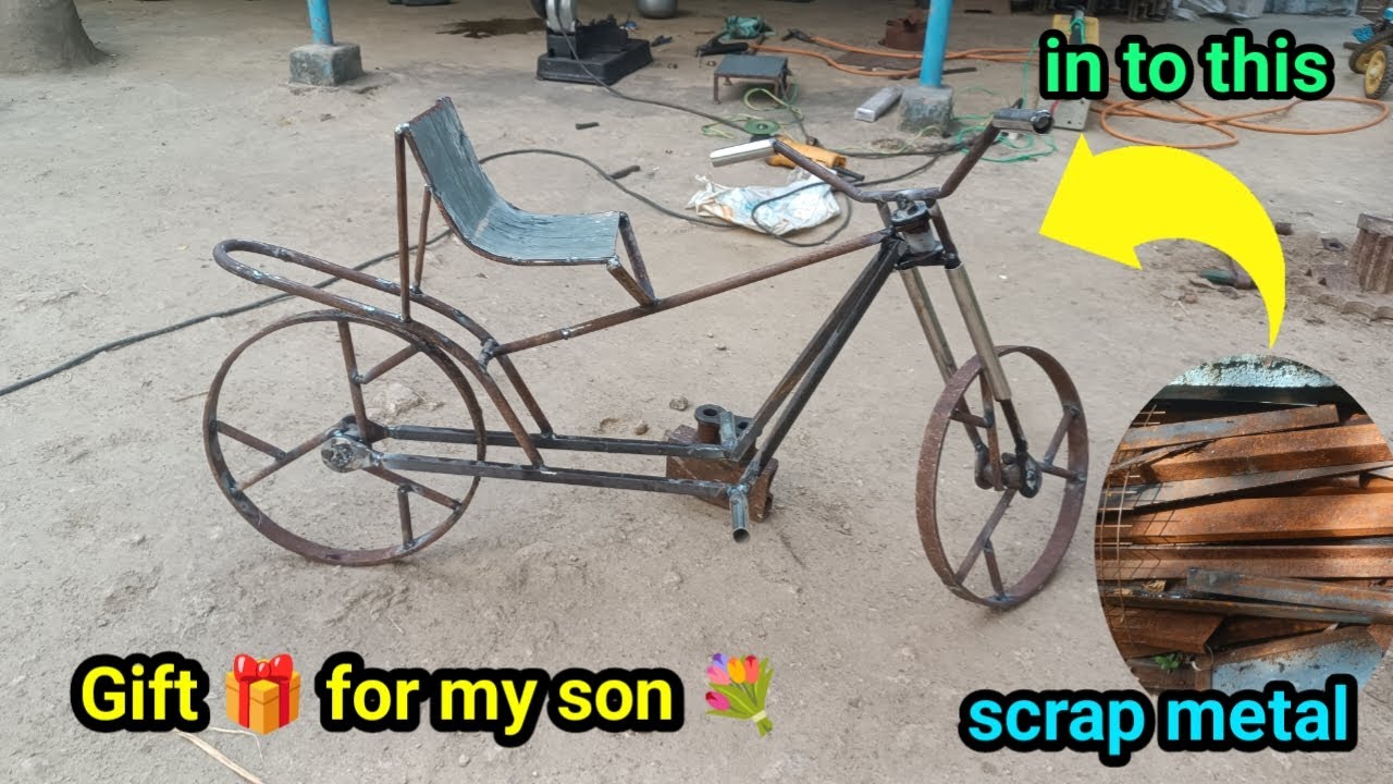 How to make cycle using scrabe metals || Home made kids cycle making ...