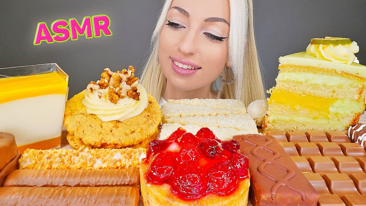 ASMR EATING CHOCOLATE CANDY BARS, CAKE, KINDER, SWEET FOOD 초콜릿 디저트 먹방 ...