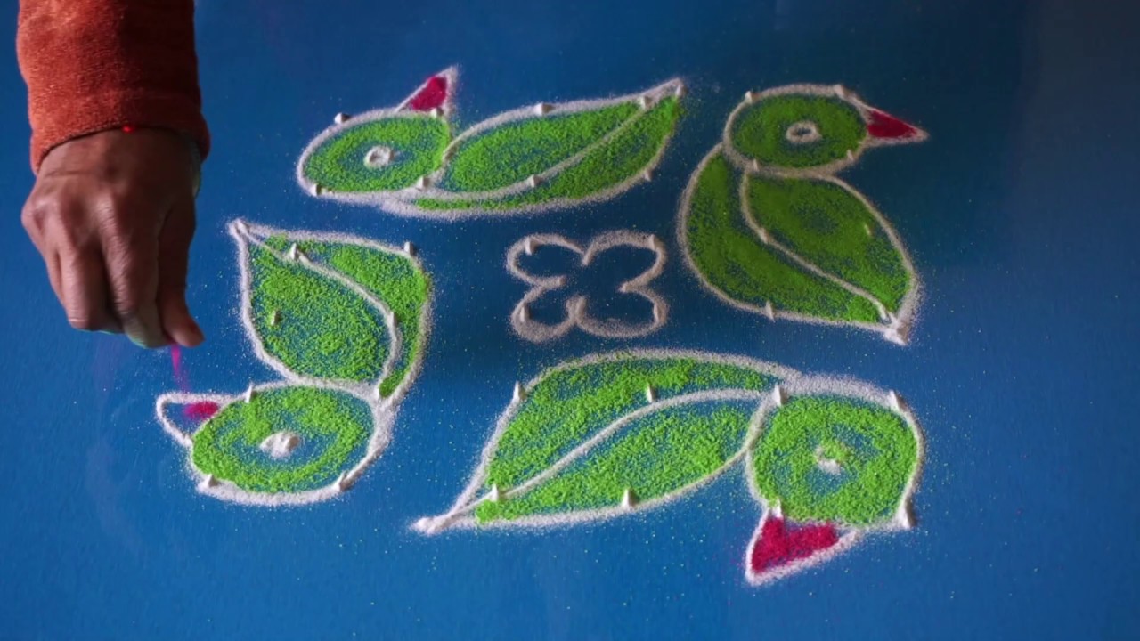 Small and simple birds rangoli || Rangoli World - YouTube