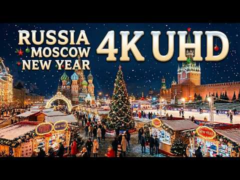 Moskvada Yeni İl: Qızıl Meydan..Moskva Walking Street 4K