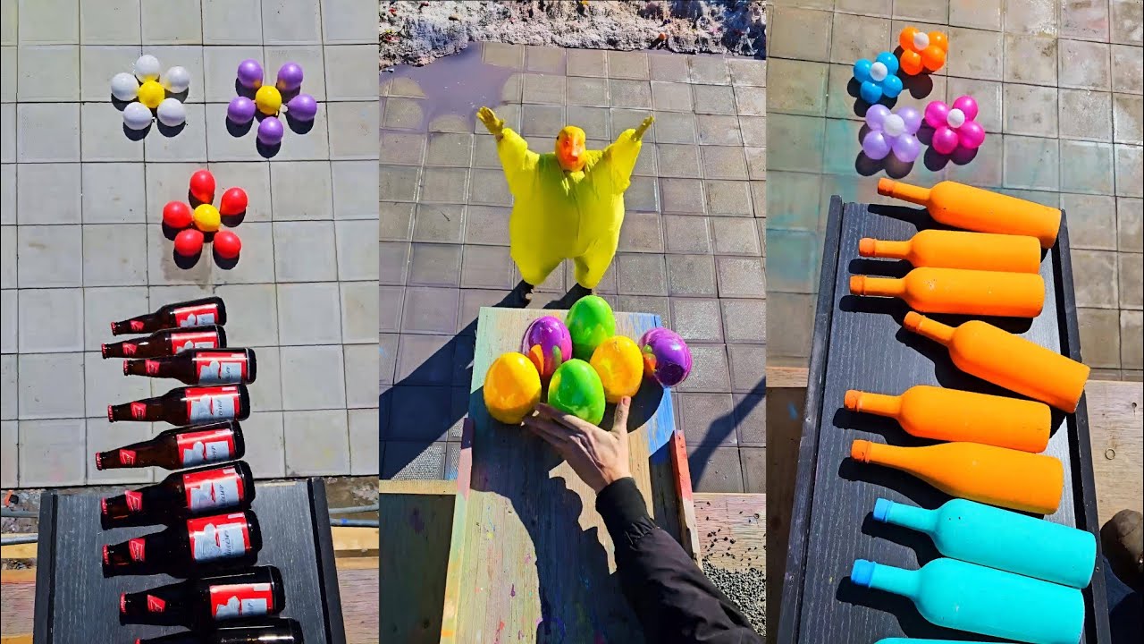 Breaking Glass Bottle - 14 | Throwing bottle down stairs | Crushing ...