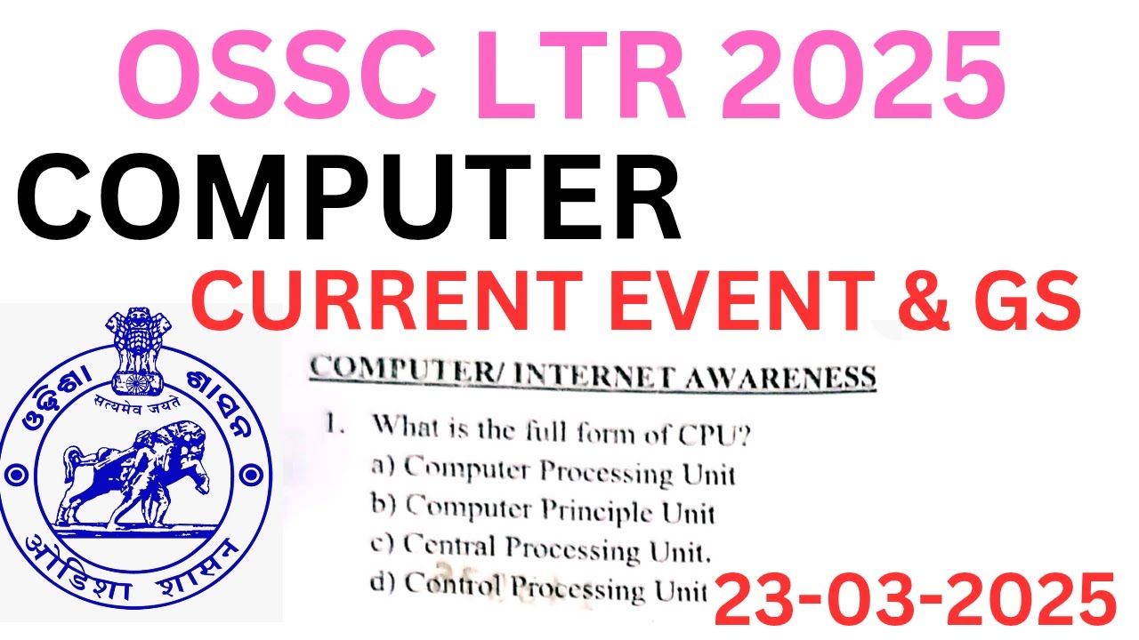 OSSC LTR COMPUTER,GK,CURRENT EVENT QUESTIONS ANSWER || LTR COMPUTER ...