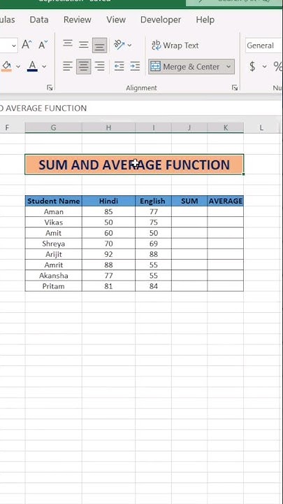 EXCEL SUM AND AVERAGE FUNCTION - YouTube