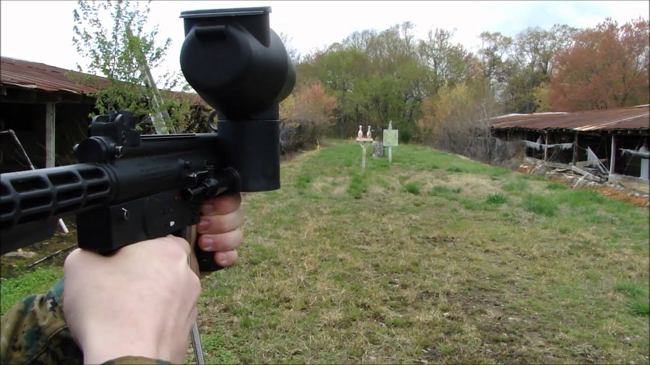 Shooting the Tippmann A-5 Stealth with E-Trigger - YouTube