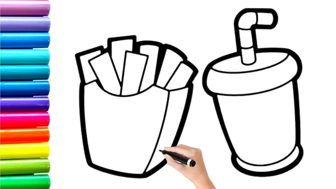 How to Draw cute and easy French Fries | Easy Drawing, Painting and ...