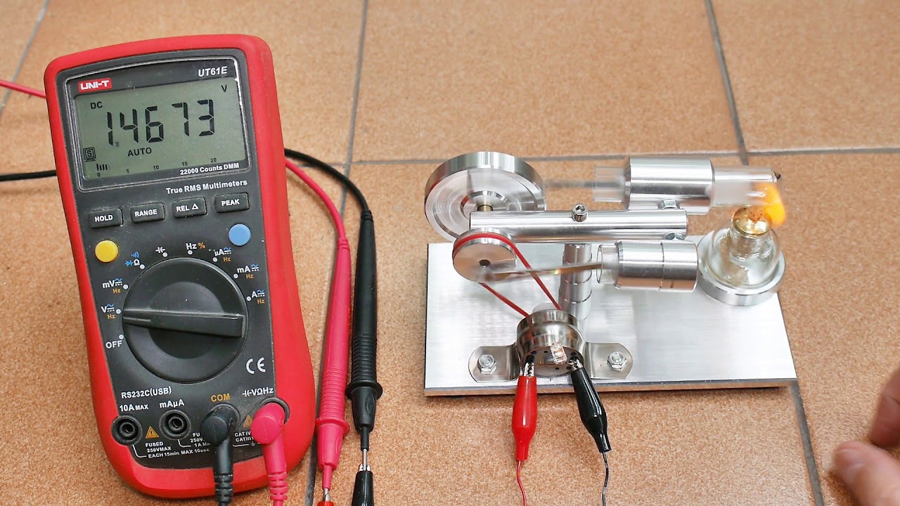 Stirling Engine w/ Generator Power Measurement - YouTube