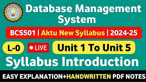 DBMS BCS501 Complete Syllabus - YouTube