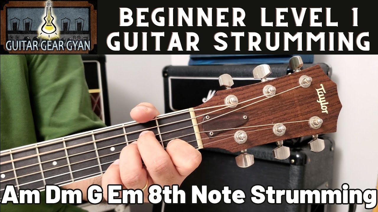 Beginner Level 1 Guitar Strumming | Am Dm G Em 8th Note Strumming | 80 ...