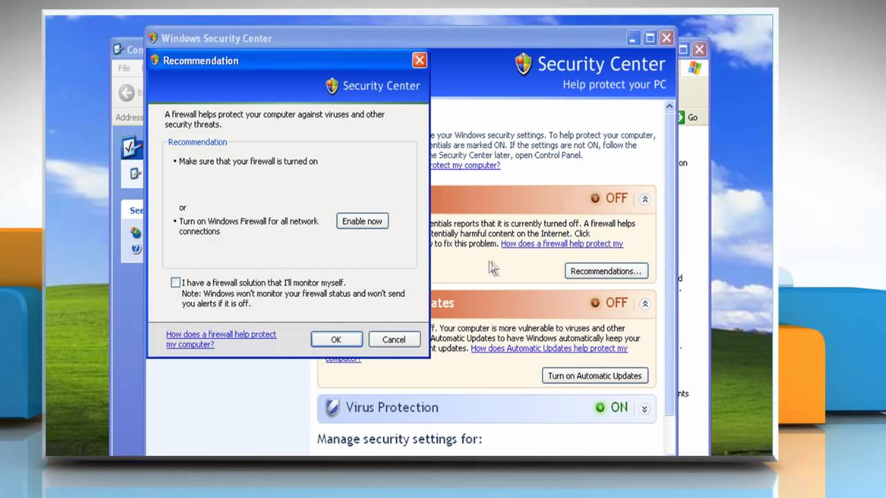 How to verify that the Windows® Firewall is enabled in Windows® XP ...