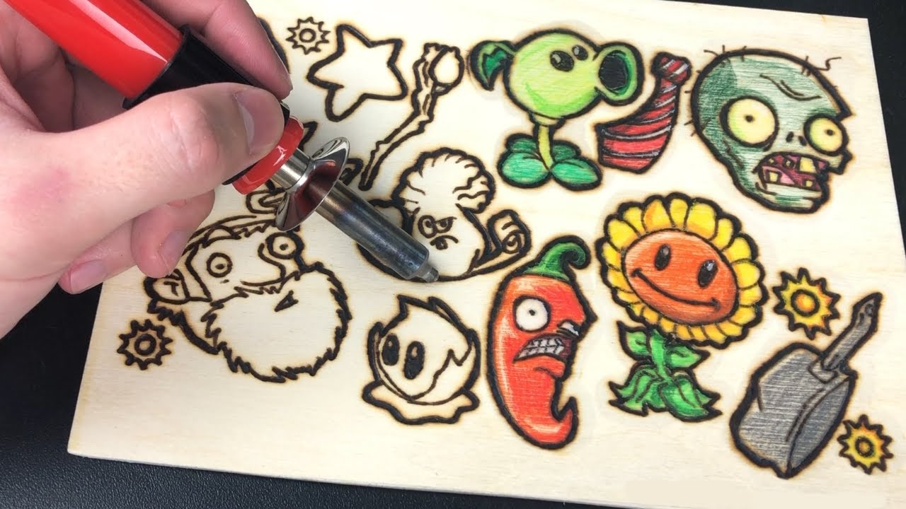 Plants vs. Zombies Characters and Items Pyrography Art - YouTube